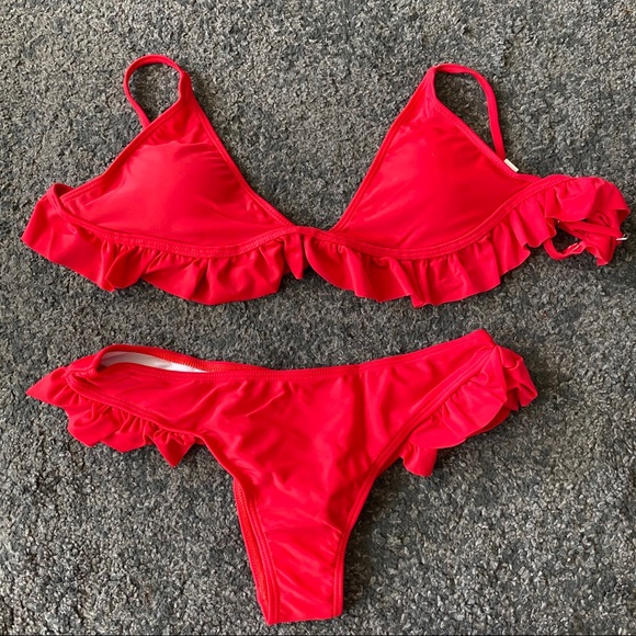 boutique. | Swim | 248 Red Ruffle Bikini Set | Poshmark